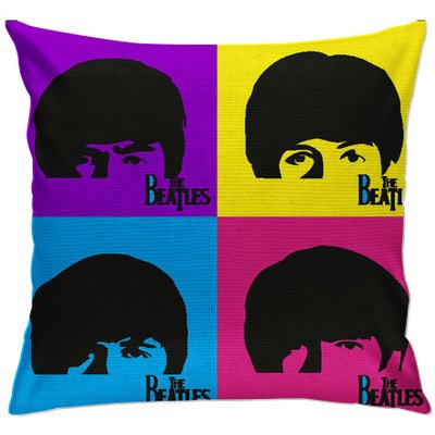 Capa para Almofada Decorativa Os Beatles Coloridos Único
