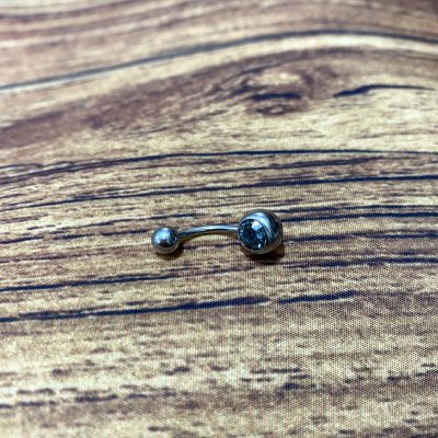 Piercing De Umbigo Esmeralda Aço - Grande