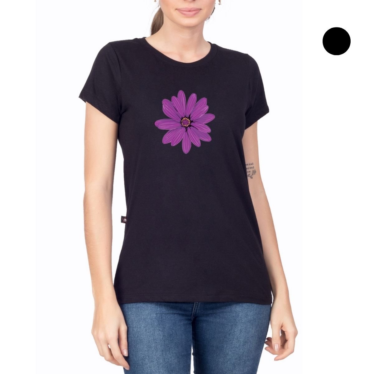 T-shirt Feminina Floral Flor Roxa Alta Definição